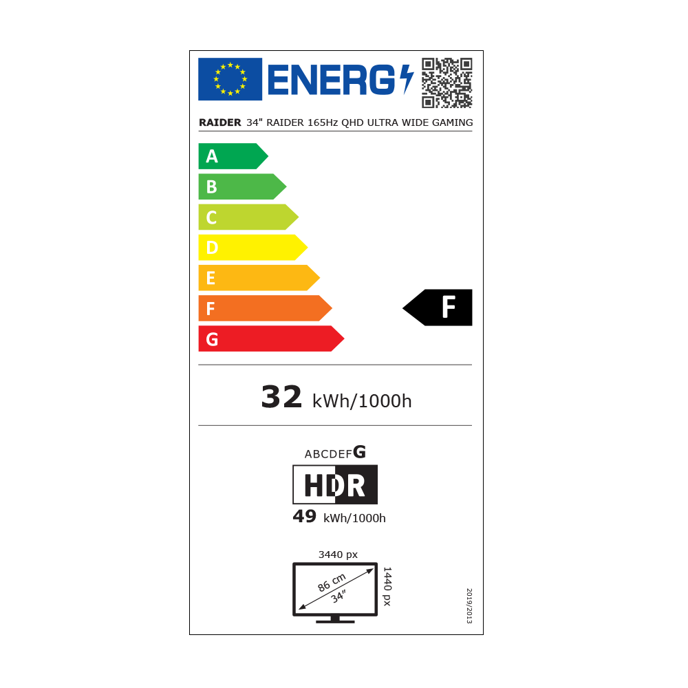 34" RAIDER 165Hz WQHD ULTRA WIDE GAMING